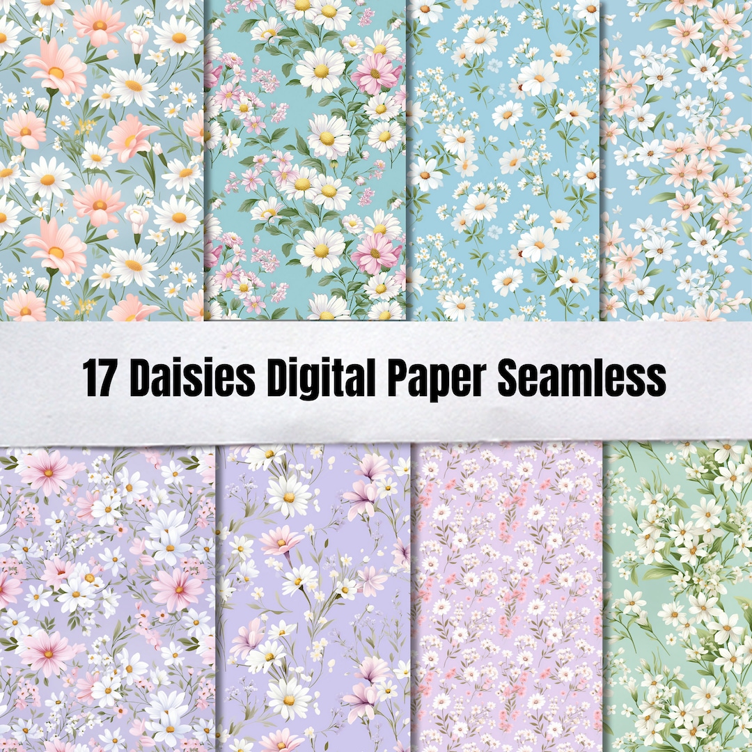 17 Vintage Daisies Paper Seamless, Digital Paper Pack, Daisies ...