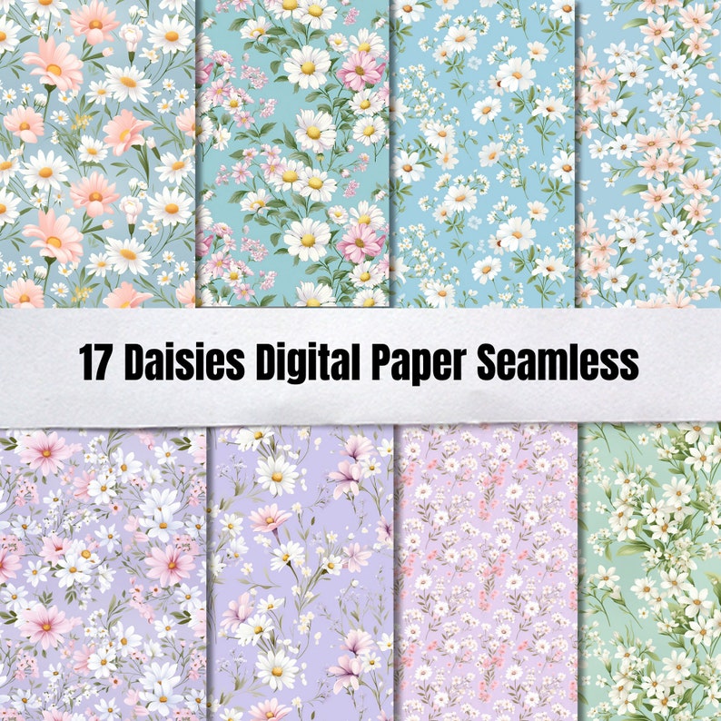 17 Vintage Daisies Digital Paper Seamless: Repeating Pattern (JPG) - Etsy