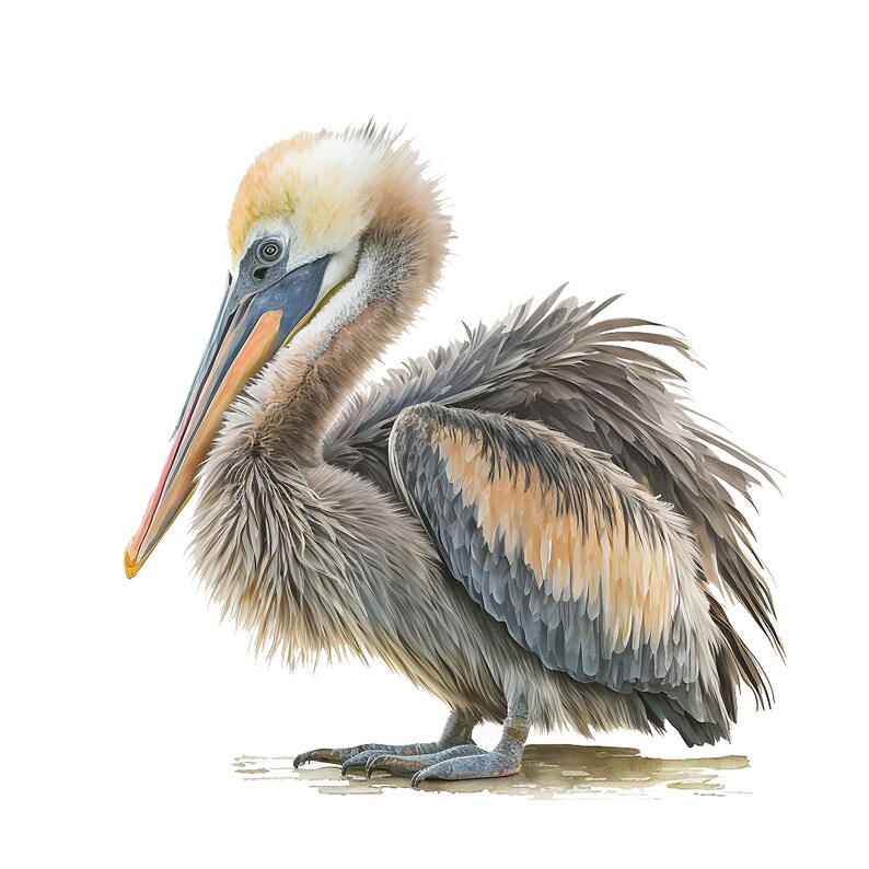 10 Jpgs, Pelican Watercolor Clipart, Baby Pelican, Pelican Clip Art ...
