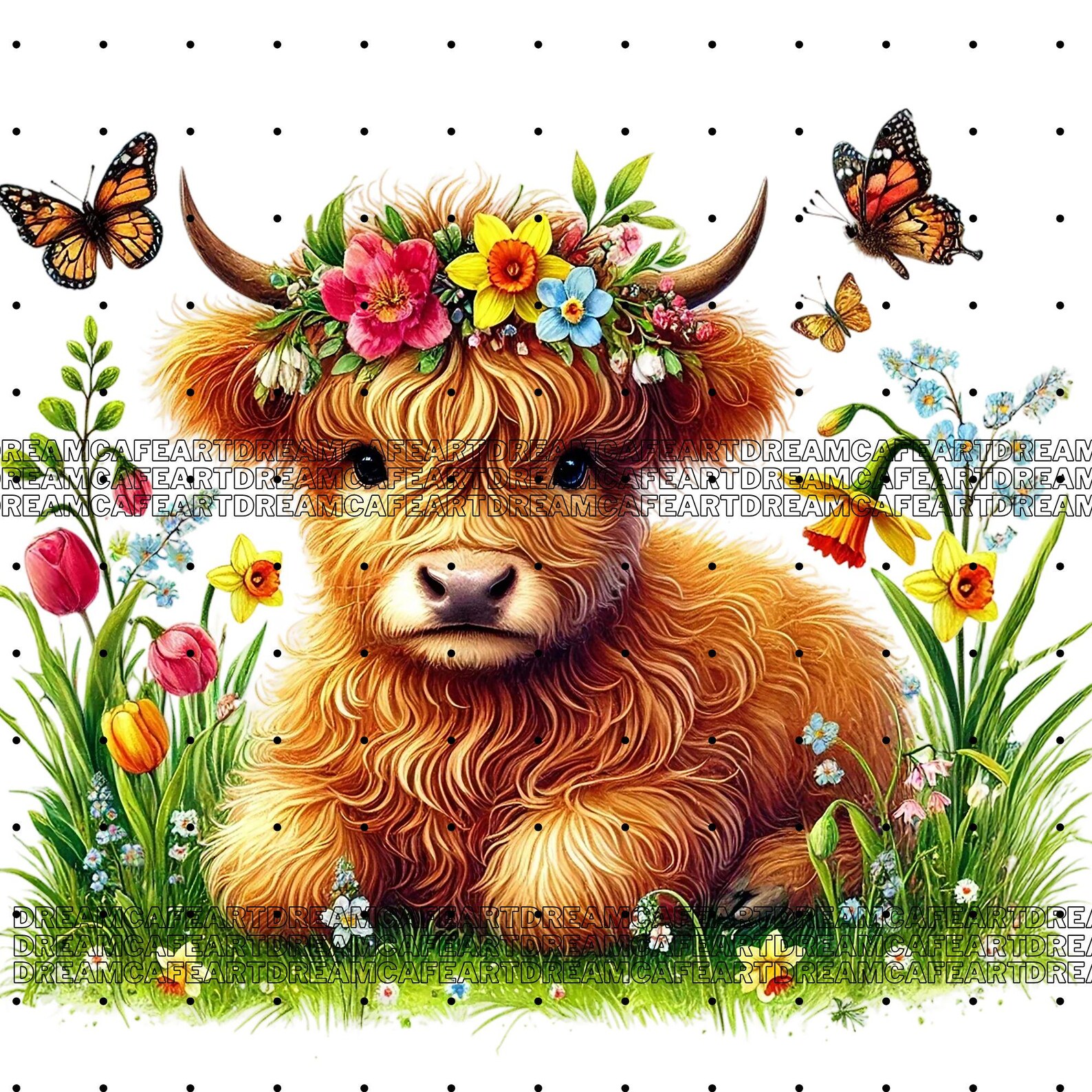 70 PNG Spring Highland Cow Clipart Bundle, Flower Highland Cow Clipart ...