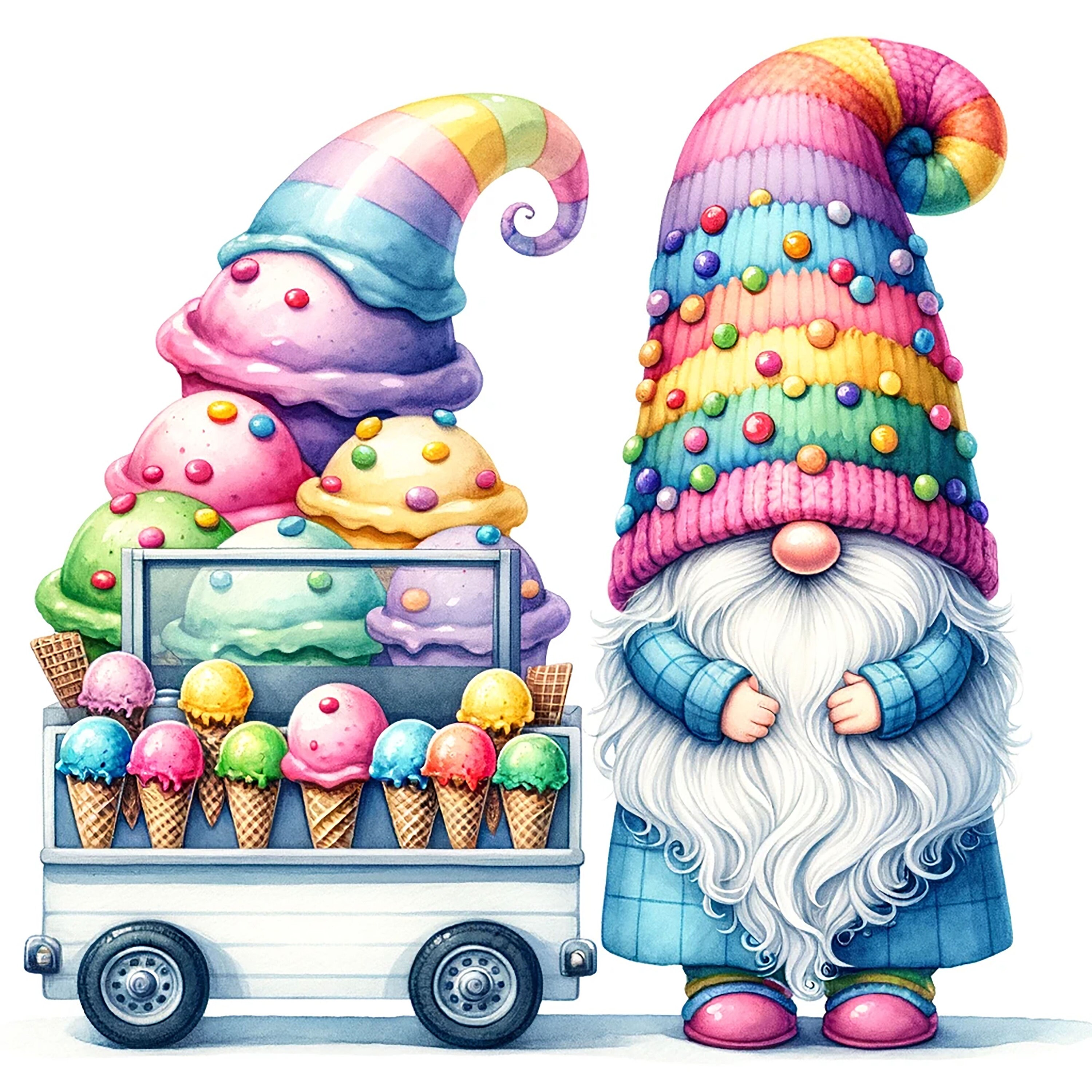 Ice Cream Gnome Clipart Bundle: 25 PNG Summer Designs (digital Download ...