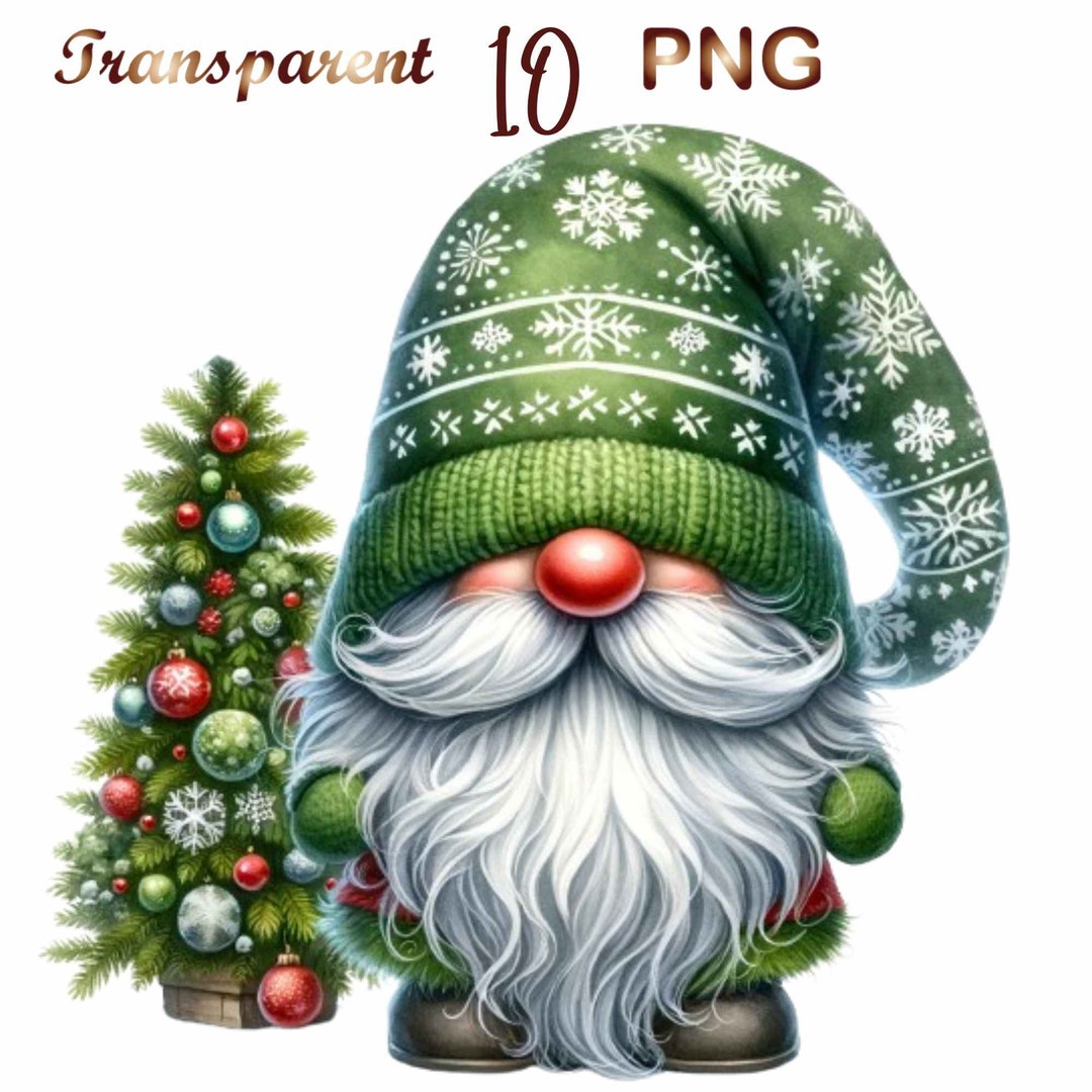 10 Christmas Gnome Clipart, Winter Clipart, Digital Download, Card ...