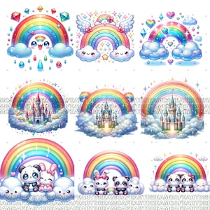 Rainbow Clipart Bundle: Floral Rainbow Graphics (PNG Digital Download ...