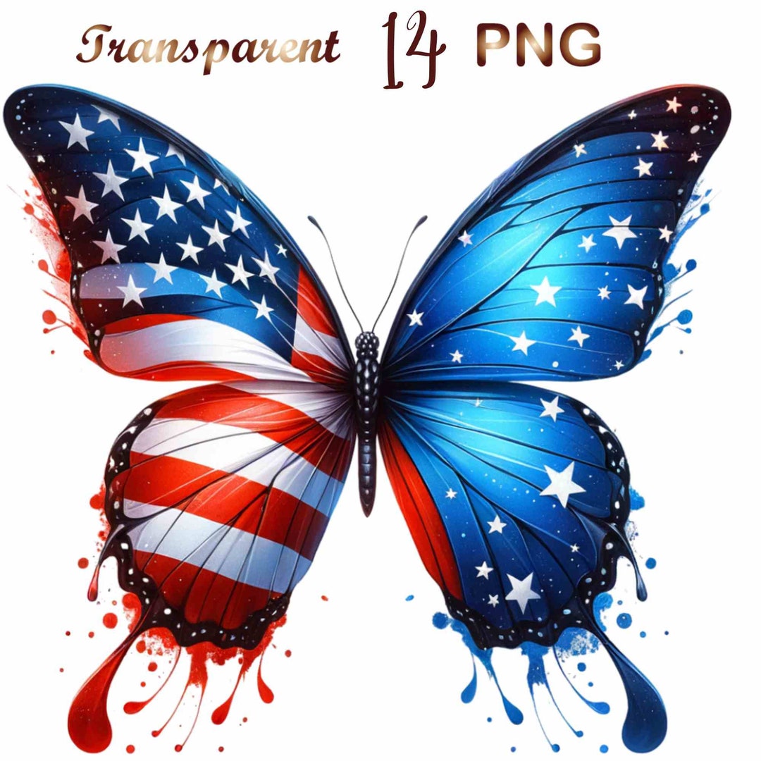 4th of July Clipart,american Flag Butterfly,butterfly Clipart,butterfly ...