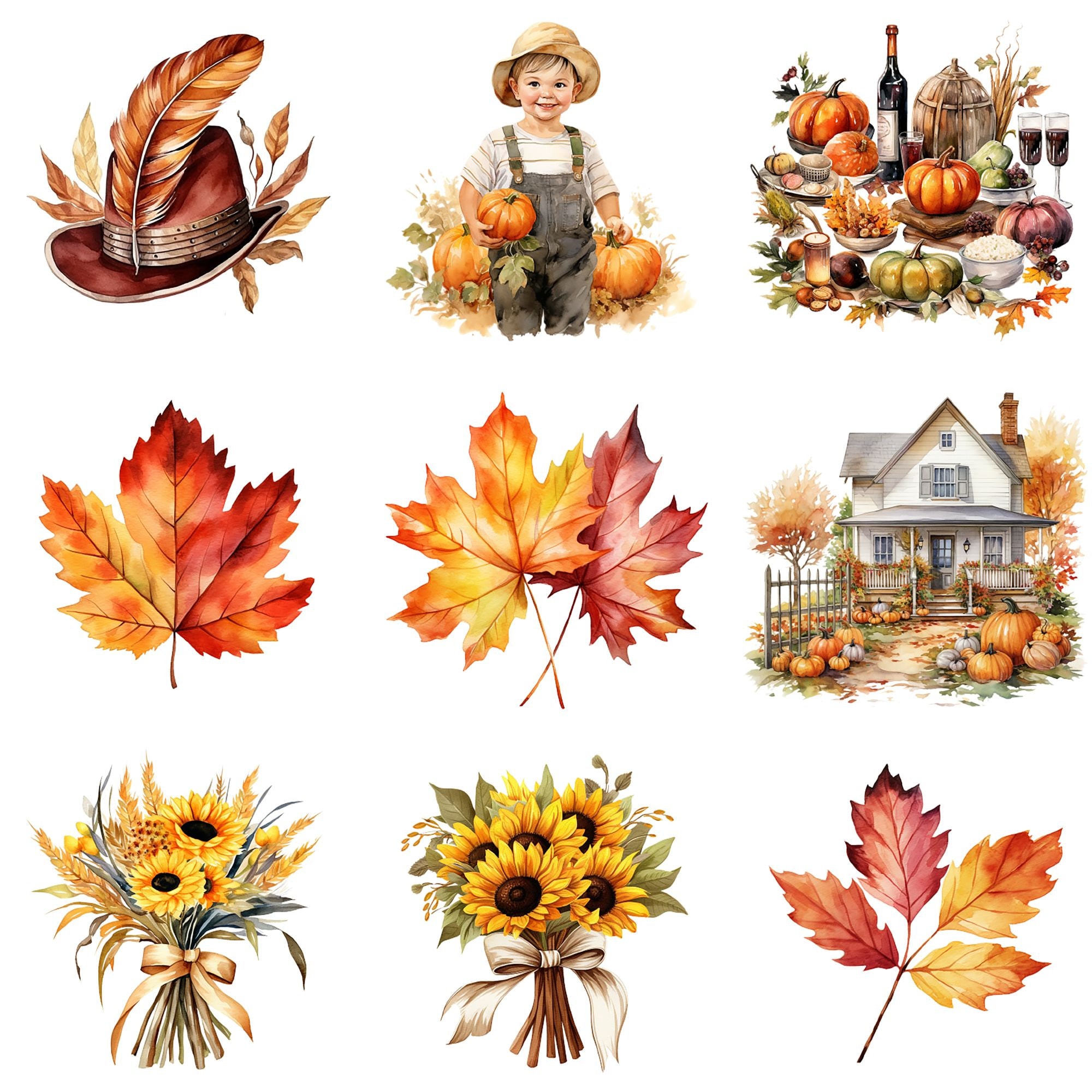 54 Thanksgiving Clipart, Jpgs, Hello Fall Clipart, Fall Vibes, Pumpkin ...