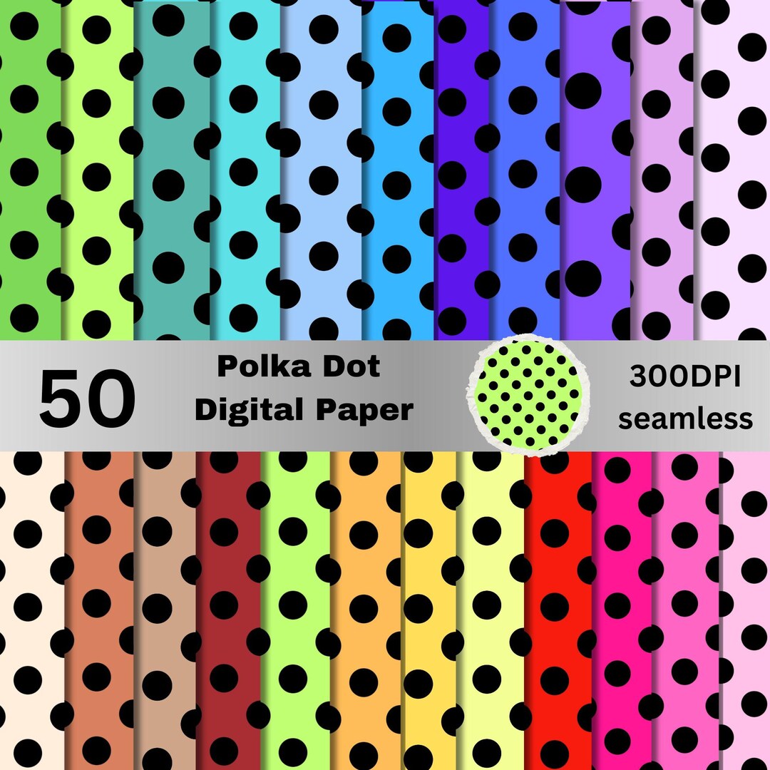 50 Polka Dot Digital Papers Seamless Set 4| Folk Floral Pattern ...