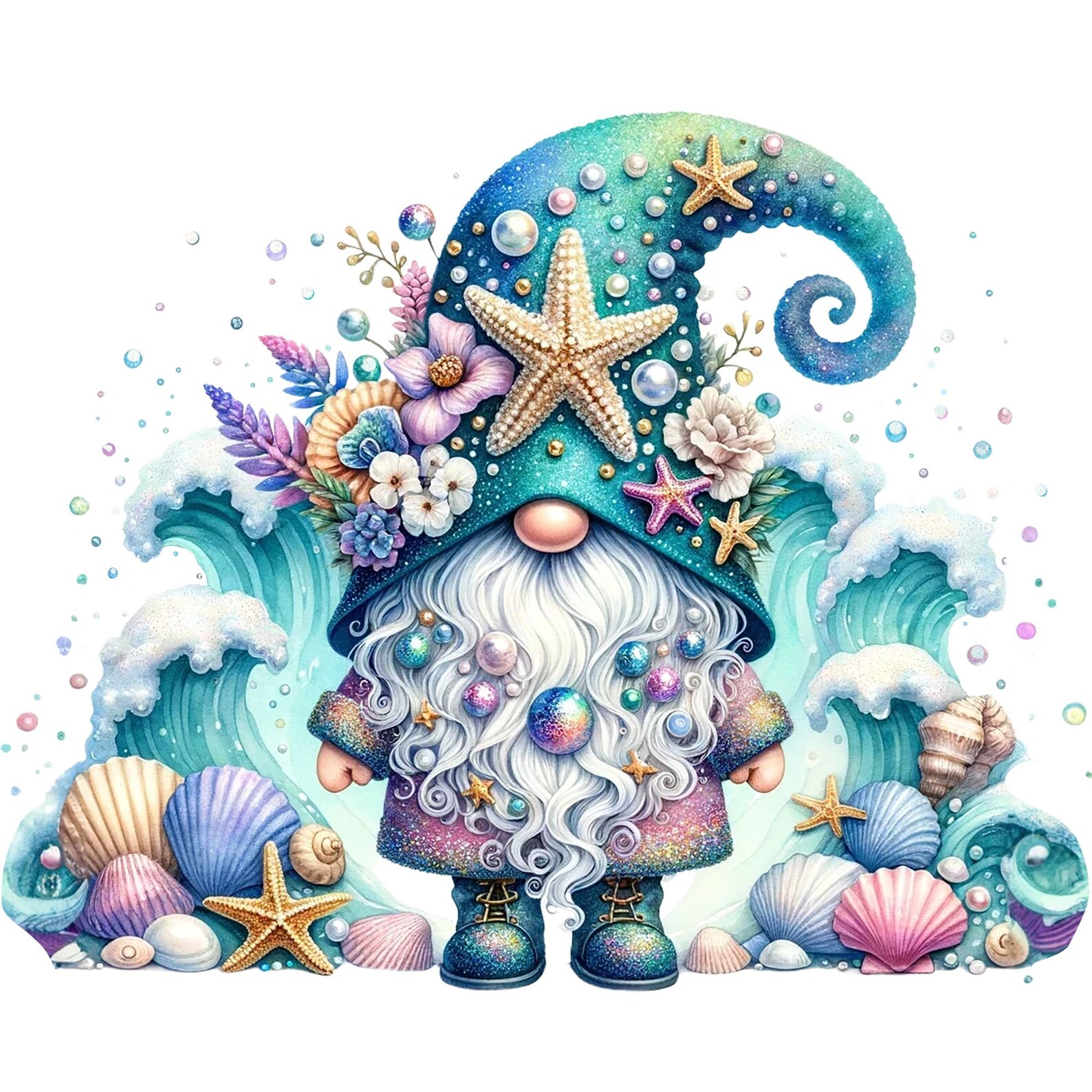 14 PNG, Beach Gnome Clipart Bundle, Cute Beach Gnome, Summer Watercolor ...