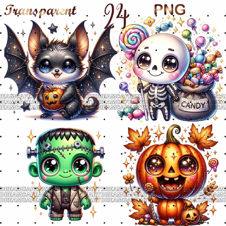 24 PNG, Little Halloween Monsters Clipart,halloween Clipart,cute Ghost ...