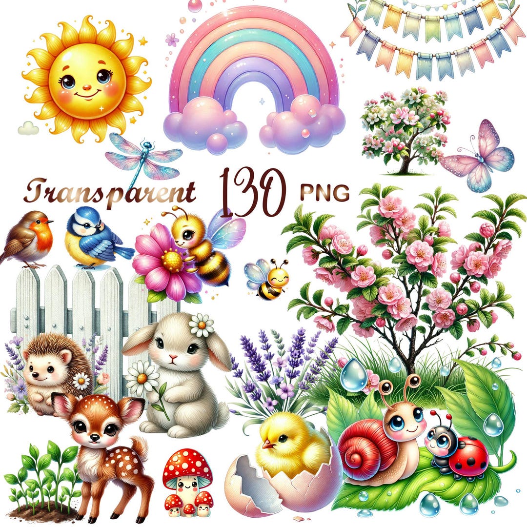 Spring Garden Clipart 130 PNG – Garden Animals, Flowers & Plants Art ...