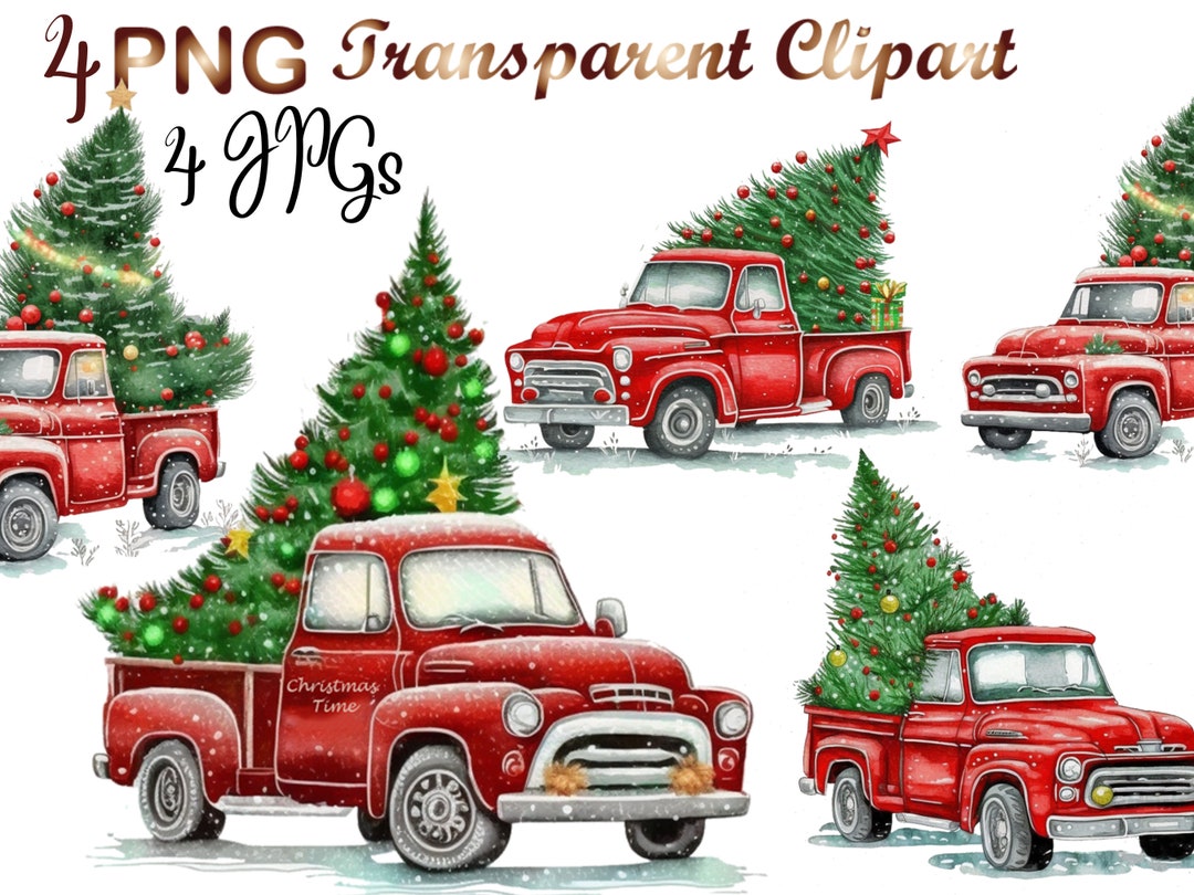 4 PNG, Jpg,christmas Retro Truck Clipart,christmas Clipart,christmas ...