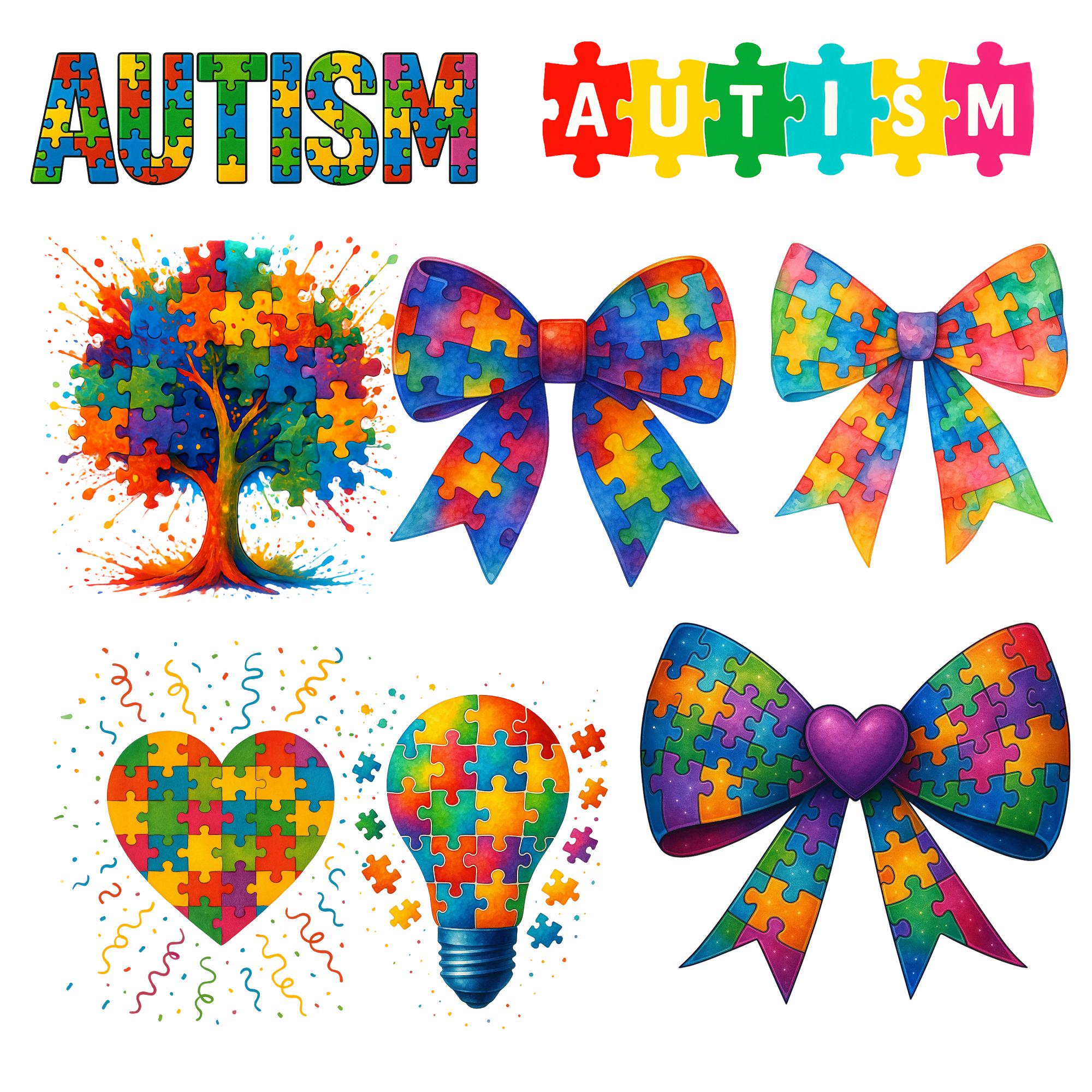 40 PNG Set 2 Autism Awareness Clipart Bundle, Supportive Illustrations ...