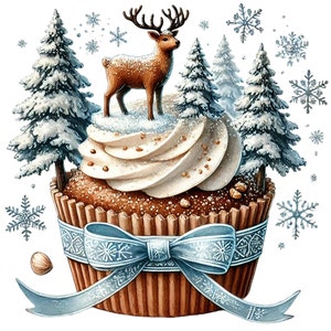 40 JPG, Christmas Cupcake Clipart Bundle, Festive Holiday Desserts ...