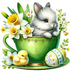 25 PNG Easter Bunny Clipart Bundle, Easter Clipart, Easter Png Graphics ...