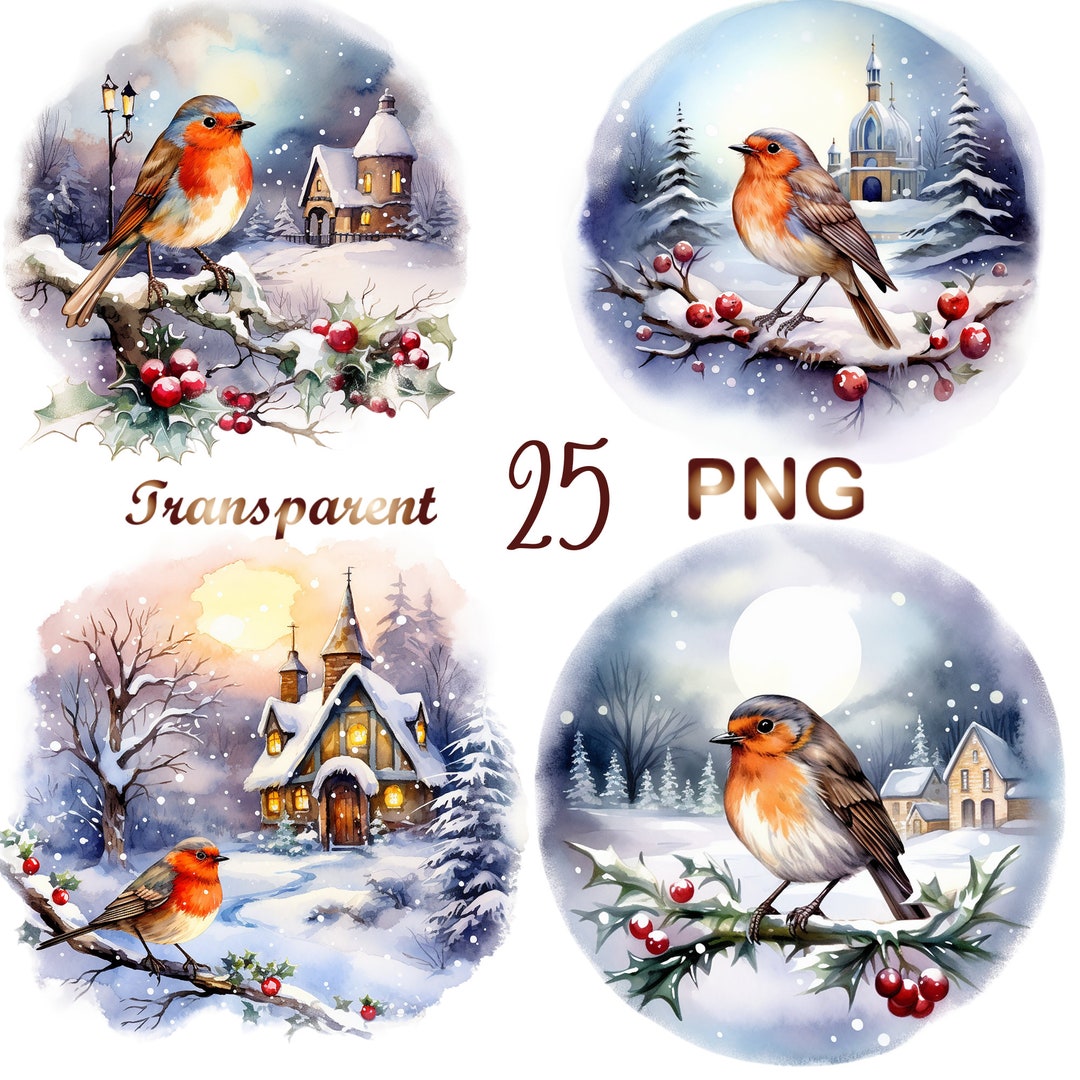 25 Christmas Robin Clipart PNG, Winter Robin PNG, Bird Robin PNG. Red ...