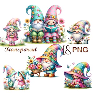 18 Spring Gnome Bundle Png, Gnome Sublimation, Spring PNG, Sublimation ...