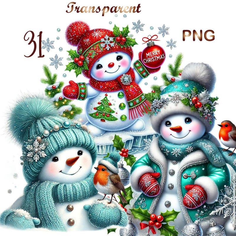 Snowmen Clipart - Etsy