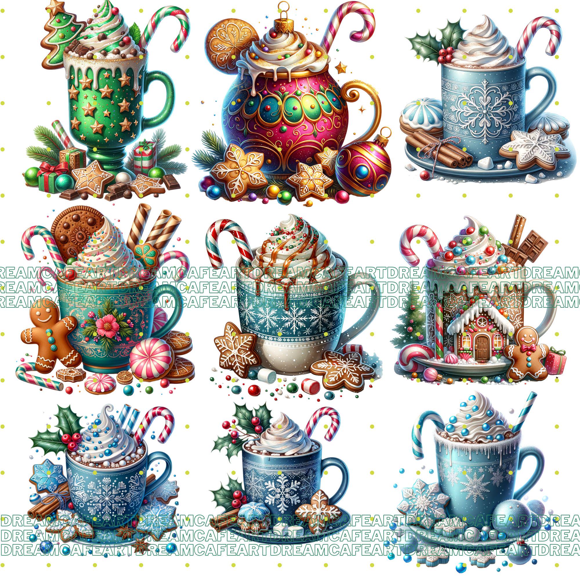 14 PNG Set 1 Winter Hot Cocoa Clipart, Xmas Cocoa Clipart, Hot ...