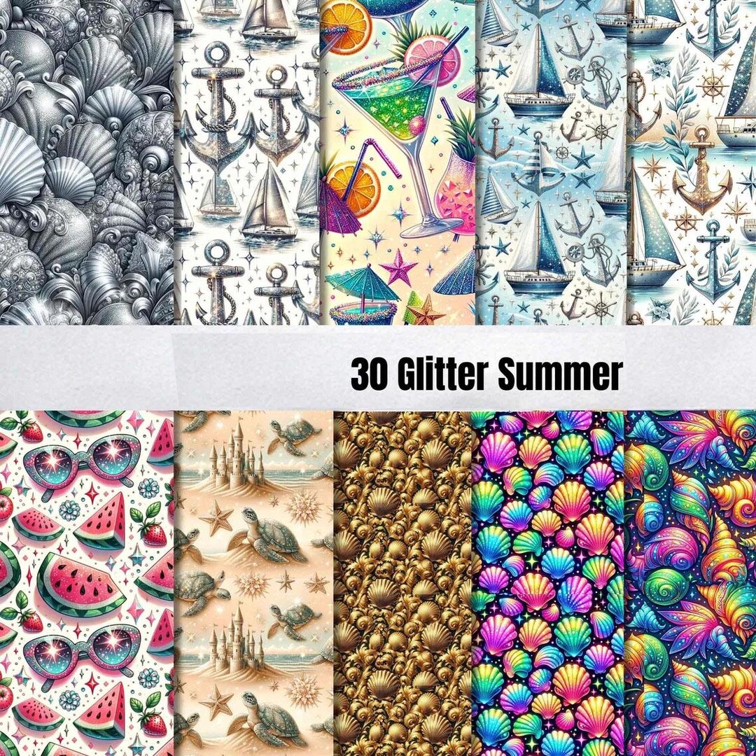 30 Beach Digital Papers, Glitter Digital Papers,digital Papers, Digital ...