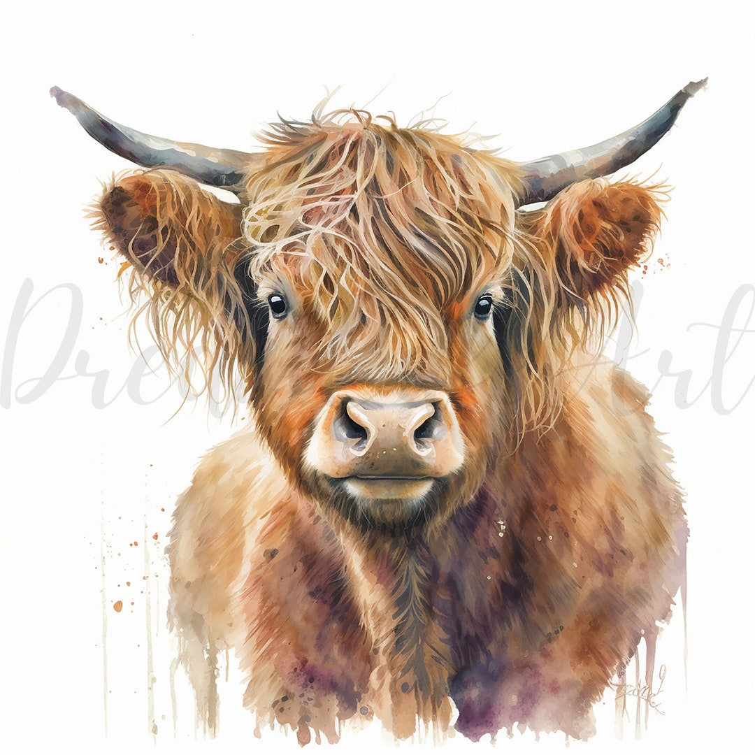 10 Highland Cow Clipart - High Quality Jpgs - Digital Download - Card ...