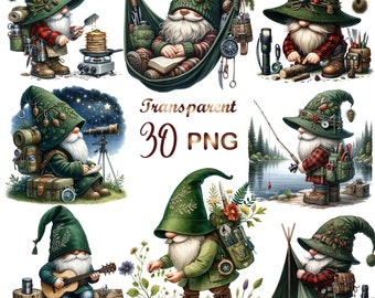 Watercolor Camping Gnome Clipart Bundle Png, Fall Gnomes, Camp Fire ...