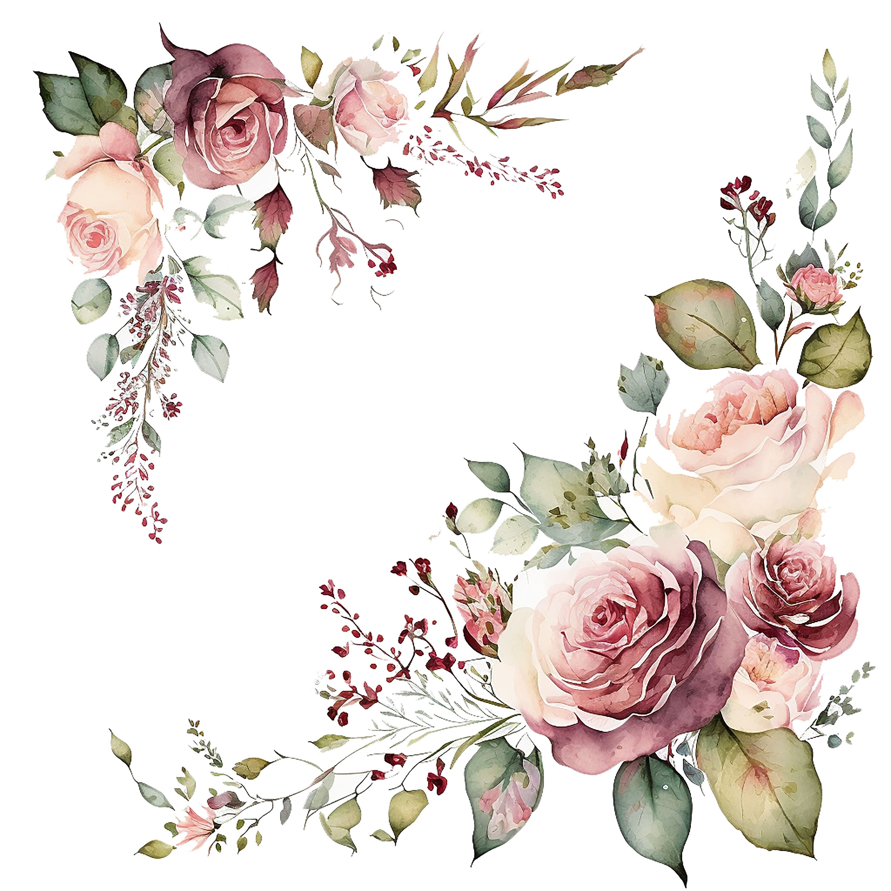 11 Flower border clipart, High Quality JPGs, Digital Download - Card ...