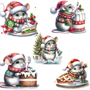 20 PNG, Christmas Mouse Clipart, Set 2, Xmas Mouse Png, Mouse Clipart ...