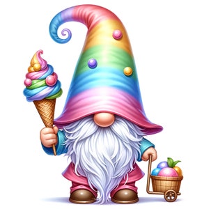 27 PNG, Ice Cream Gnome Clipart, Gnome Clipart Bundle,summer Gnomes ...