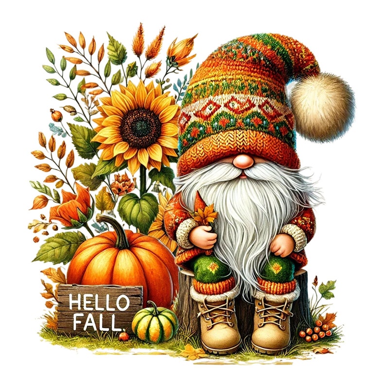 30 JPG, Hello Fall Gnome Clipart Bundle,autumn Gnome Clipart, Autumn ...