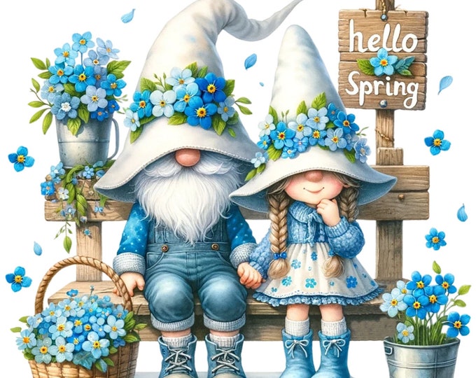 Forget Me Not Gnome Clipart | Set of 10 | High Quality 300 DPI Jpegs ...