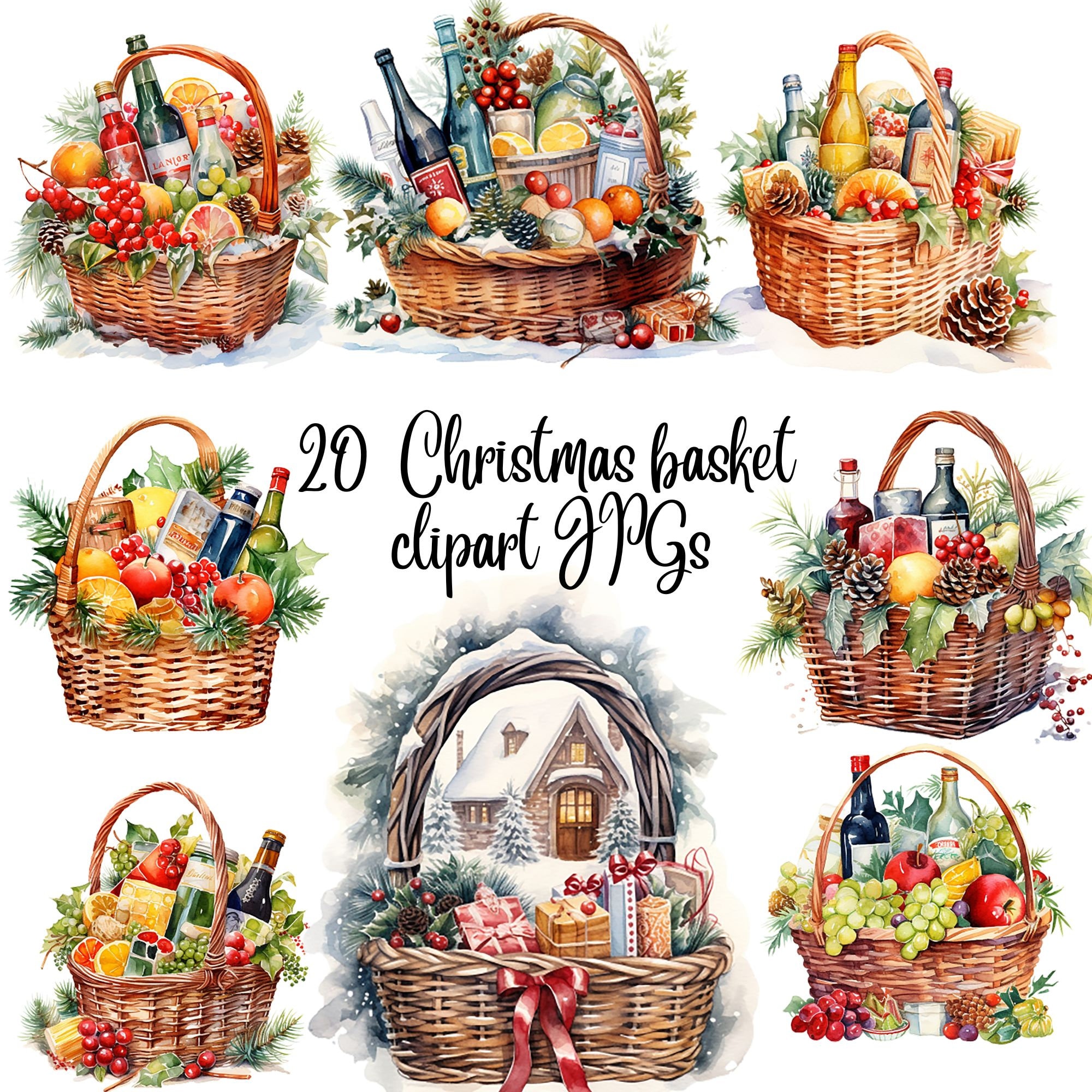 Christmas Gift Basket Clipart