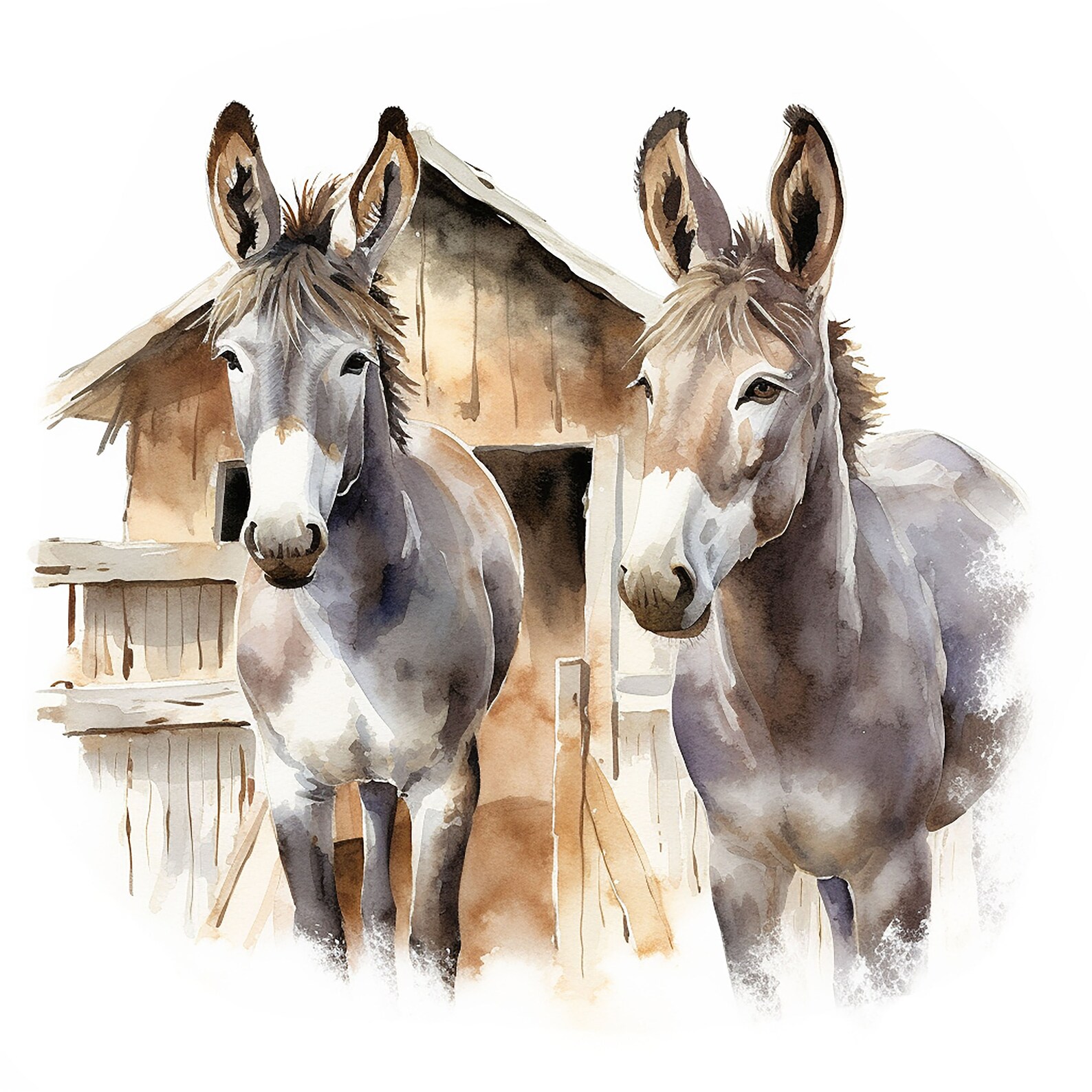 18 Happy Donkeys Clipart, Donkey Clipart, JPG, Commercial Use,digital ...