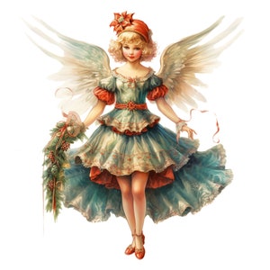 10 Christmas Vintage Fairy Clipart, High Quality Jpgs, Digital Download ...