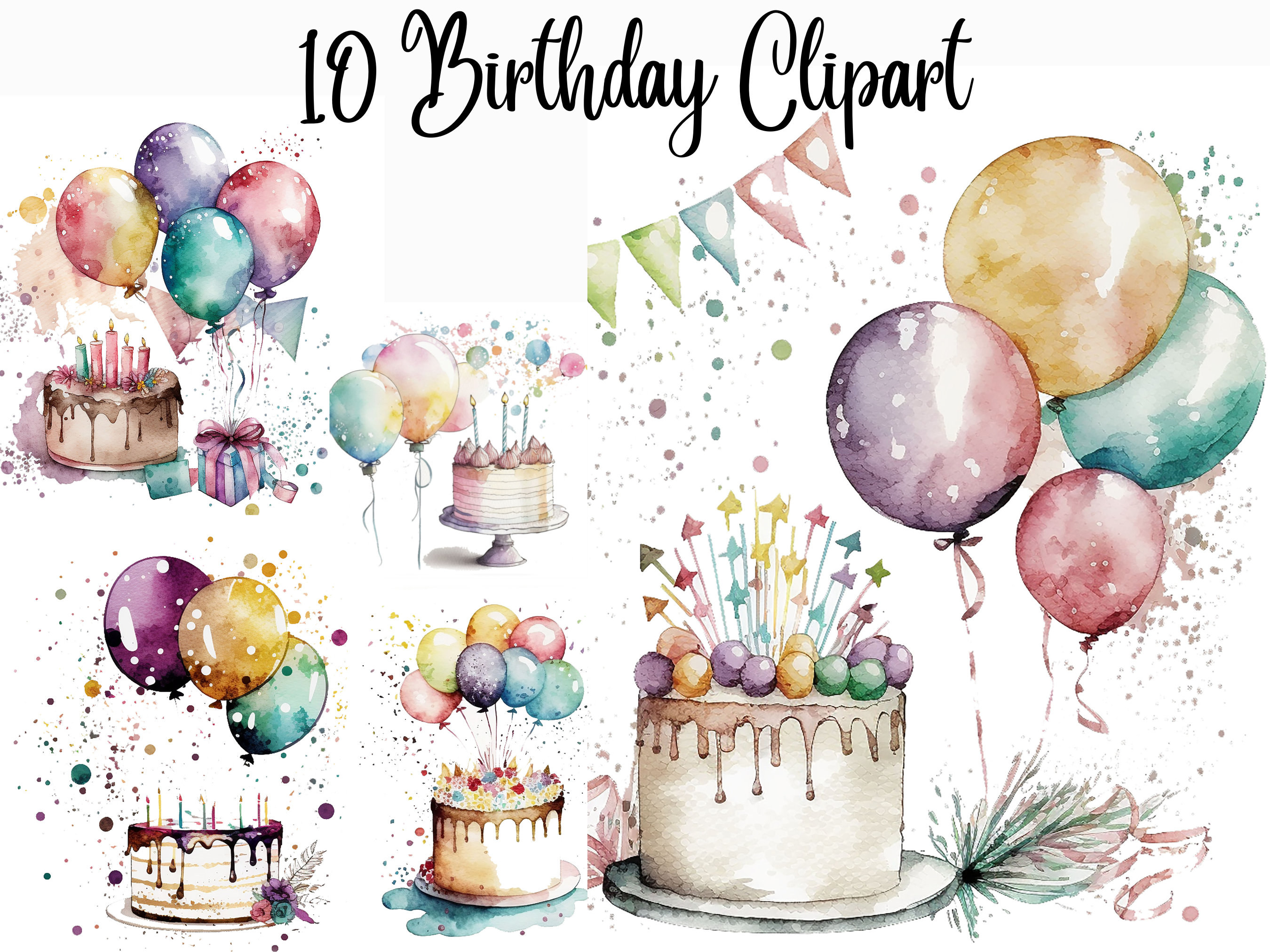 10 Birthday Clipartparty Clipart Happy Birthdayballoons - Etsy UK