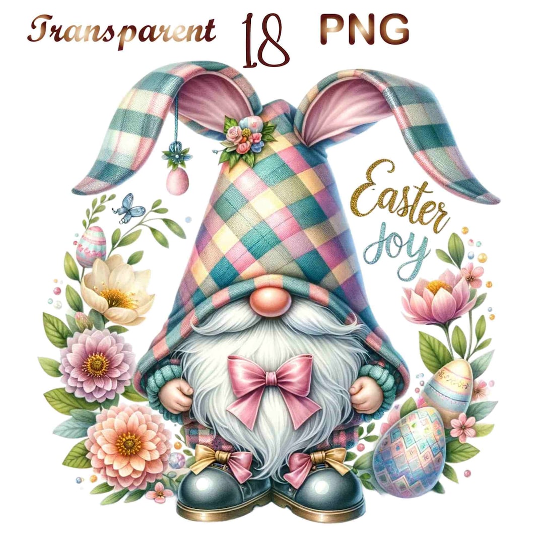 18 Easter Bunny Gnome Clipart, Clipart Easter Bundle, Easter Clipart ...