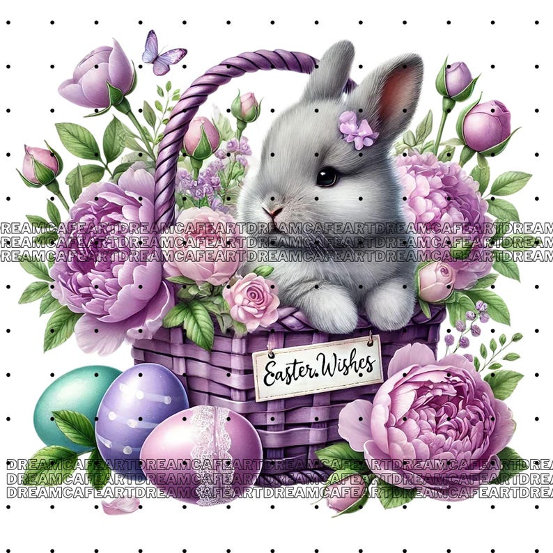 45 PNG Set 2 Easter Bunny Clipart Bundle, Spring Bunny in a Basket ...