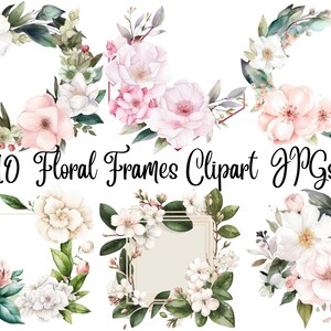 10 Floral Frame Clipart, Floral Clipart, Peony Clipart, Flower Frame ...