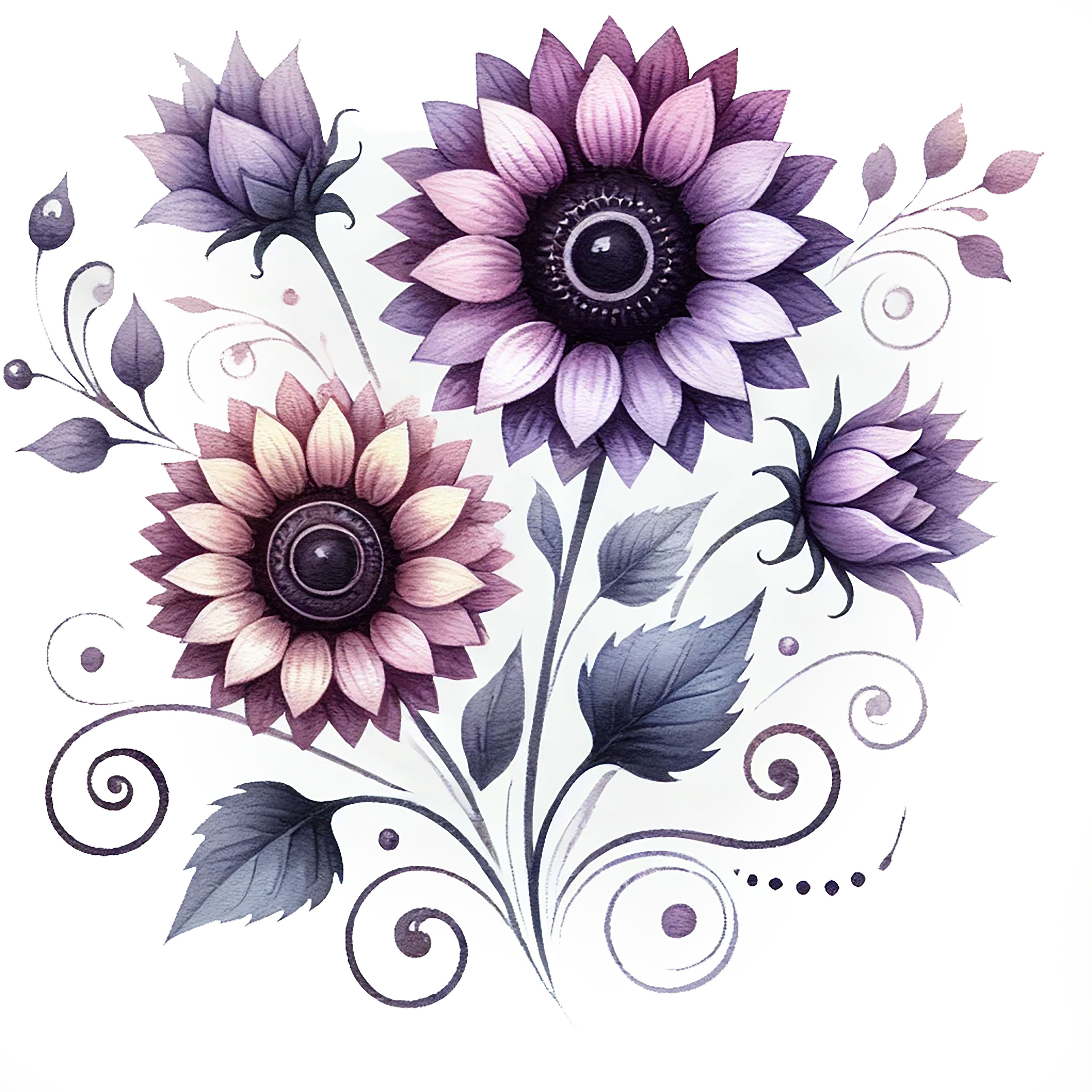 35 PNG, Stylized Sunflowers Clipart Bundle, Nursery Decor,sunflowers ...