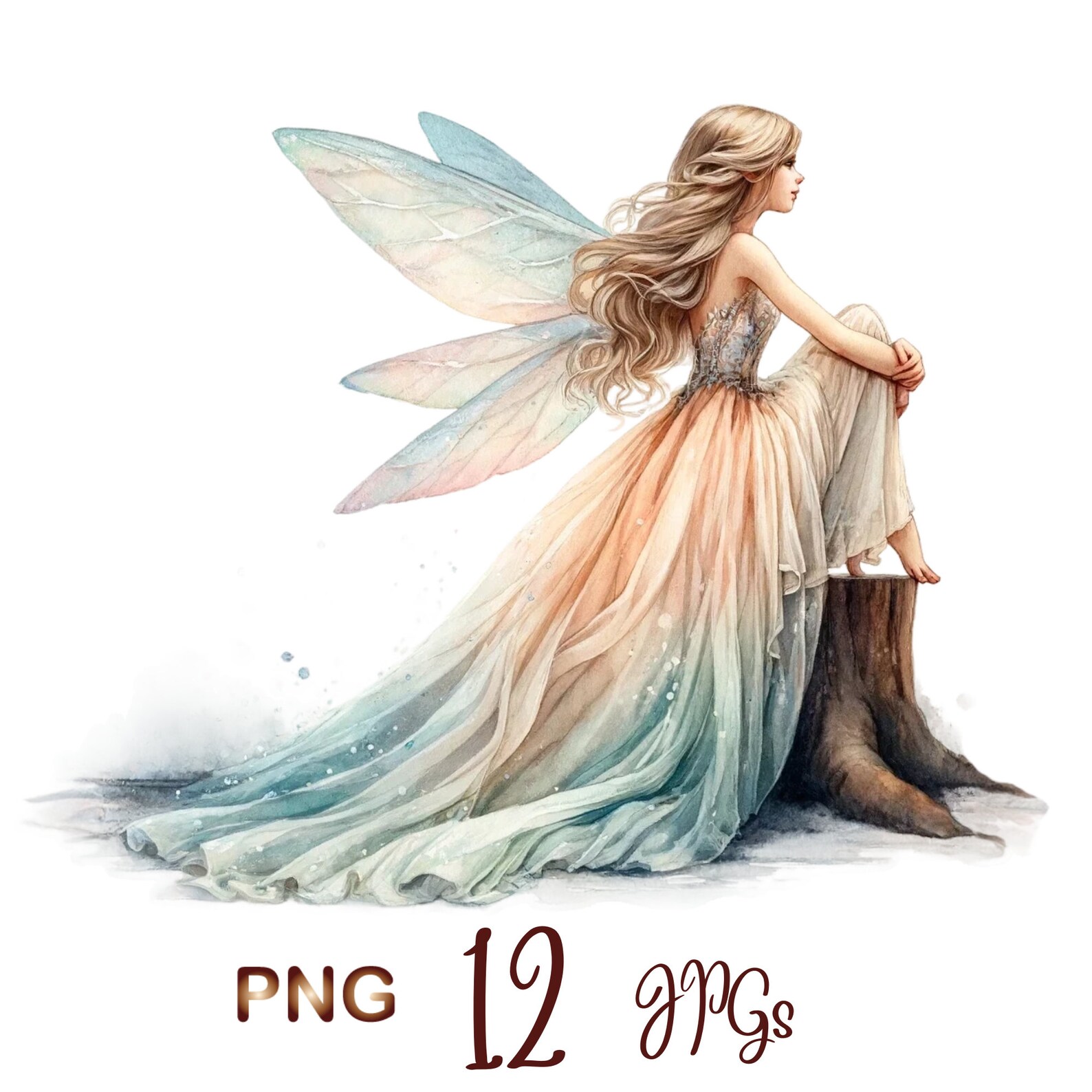 12 PNG JPG, Magical Fairy Dragonfly Clipart Bundle, Watercolor, Digital ...