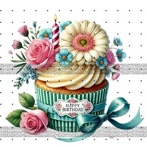 55 PNG Birthday Cupcakes Clipart Bundle, Festive Cupcake Graphics ...