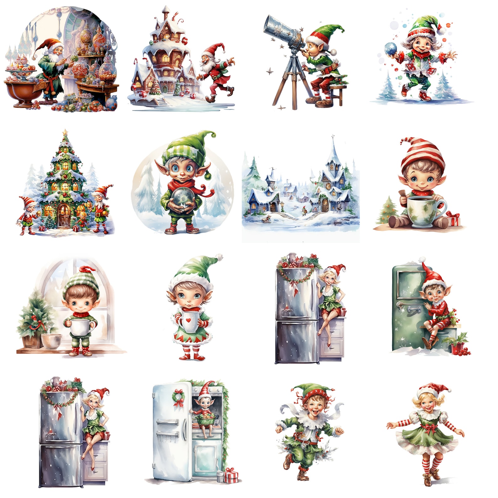 35 PNG Christmas Elves Clipart Bundle, Christmas Elf Clipart,christmas ...