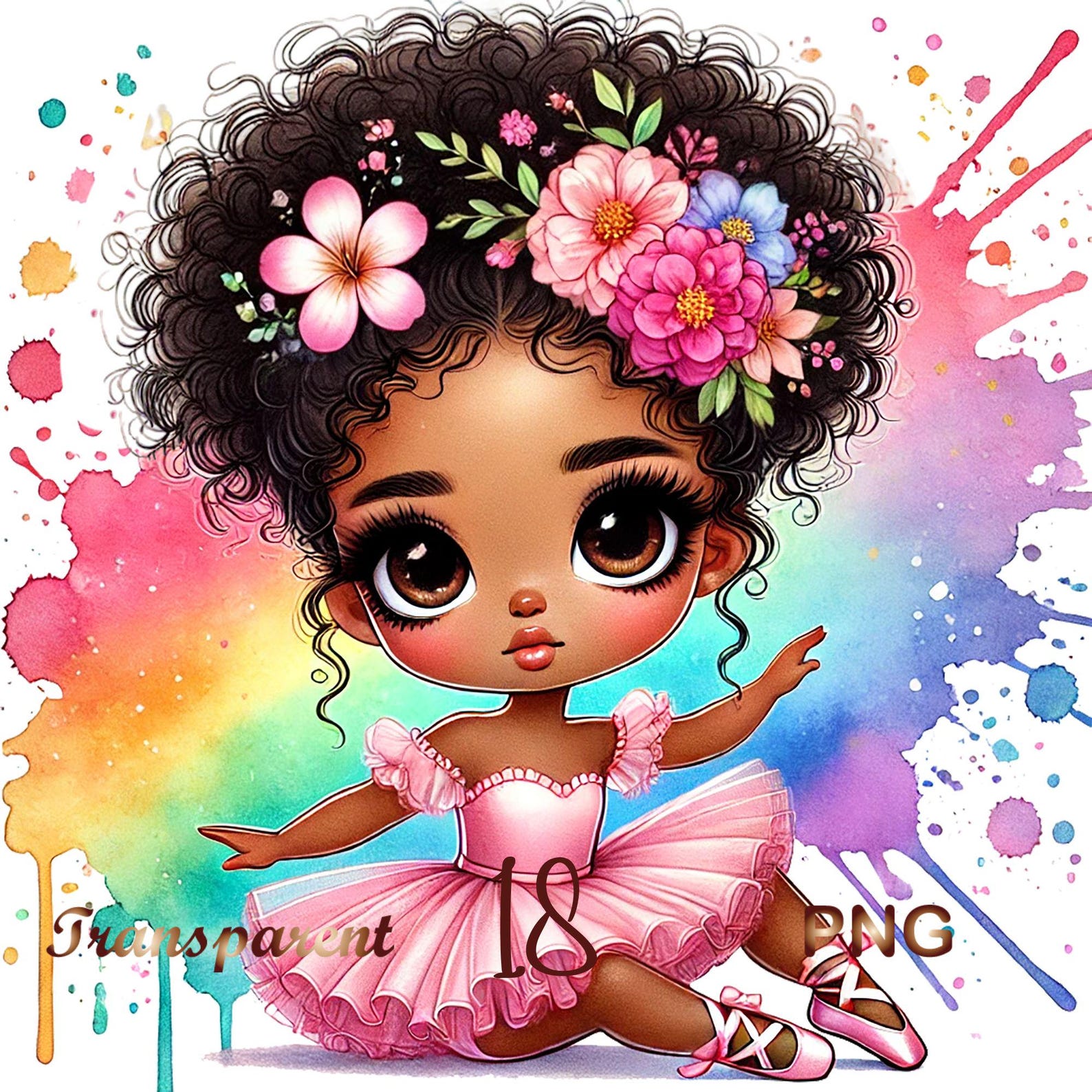 18 PNG Cute Ballerina Girl Clipart, Watercolor Black Ballerina Girl PNG ...