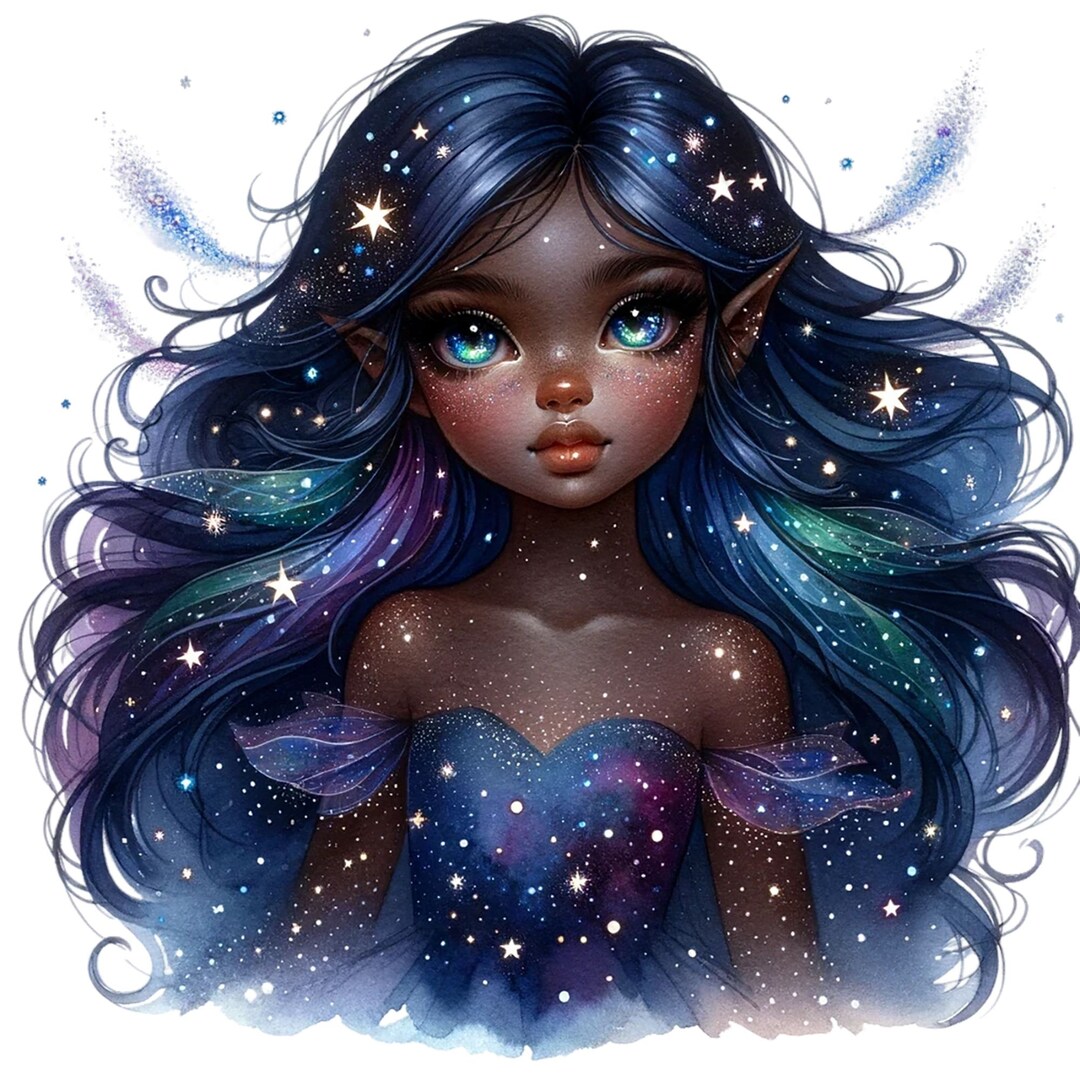 16 Png,black Fairy Girl Clipart Bundle,watercolor Black Ballerina Girl ...