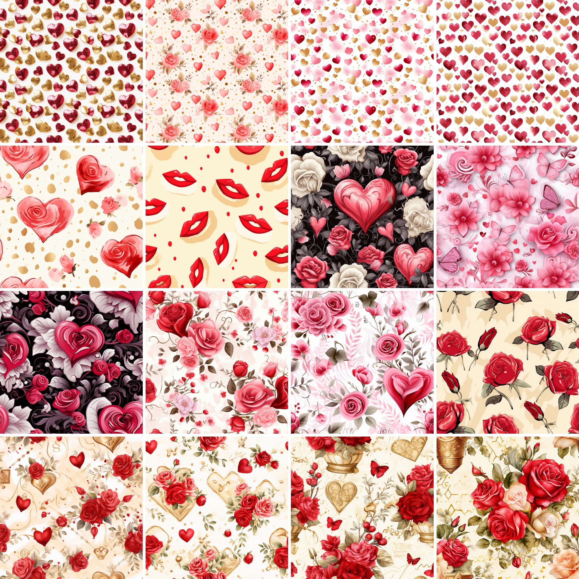 Seamless Valentine Digital Paper,valentine Digital Papers,valentines ...