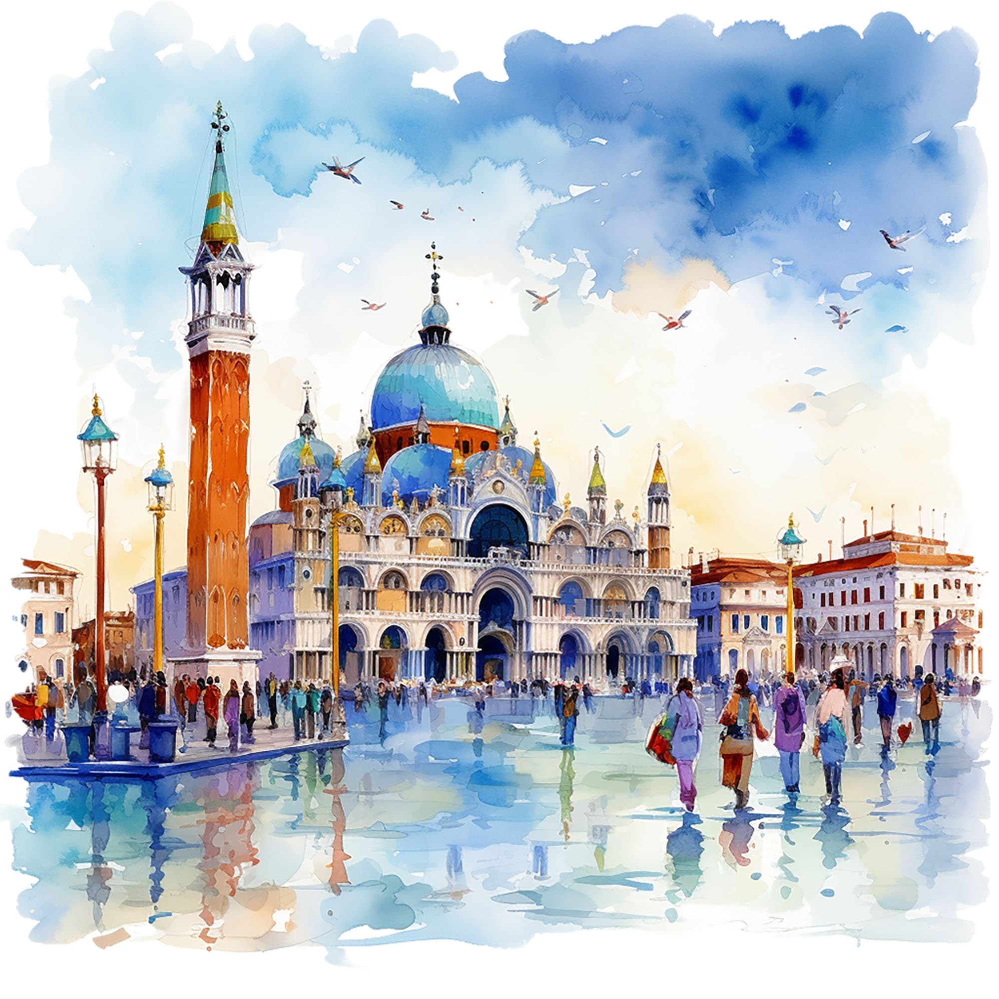 Watercolor Italy Landmarks Clipart: Italian Travel PNG (digital ...