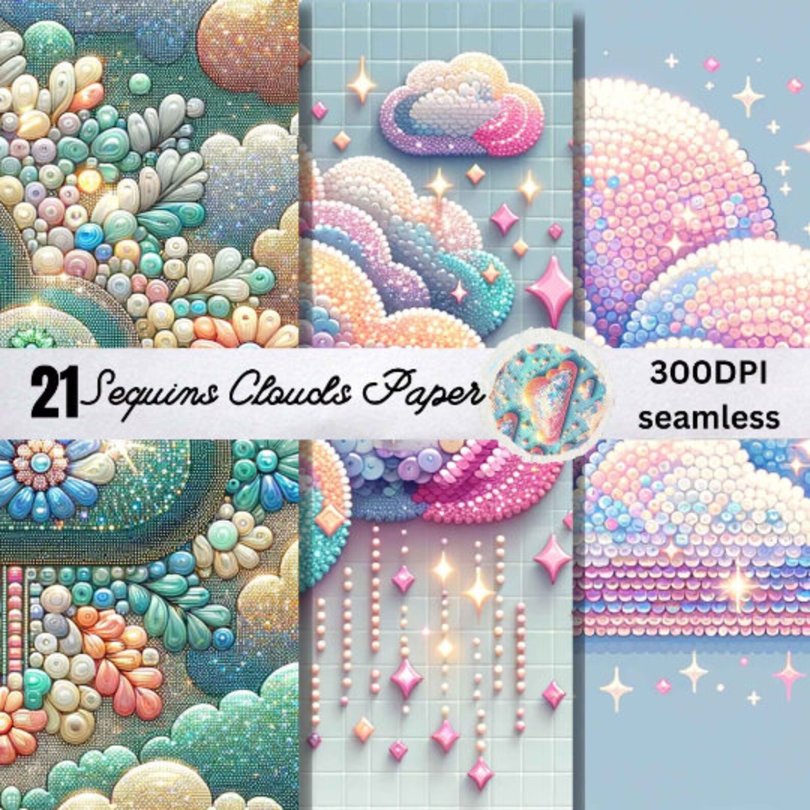 21 Printable Glitter Digital Papers,clouds Digital Papers, Jpgs,glitter ...