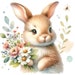 12 PNG/JPG, Watercolor Pastel Rabbit Clipart, Bunnies PNG, Floral Bunny ...