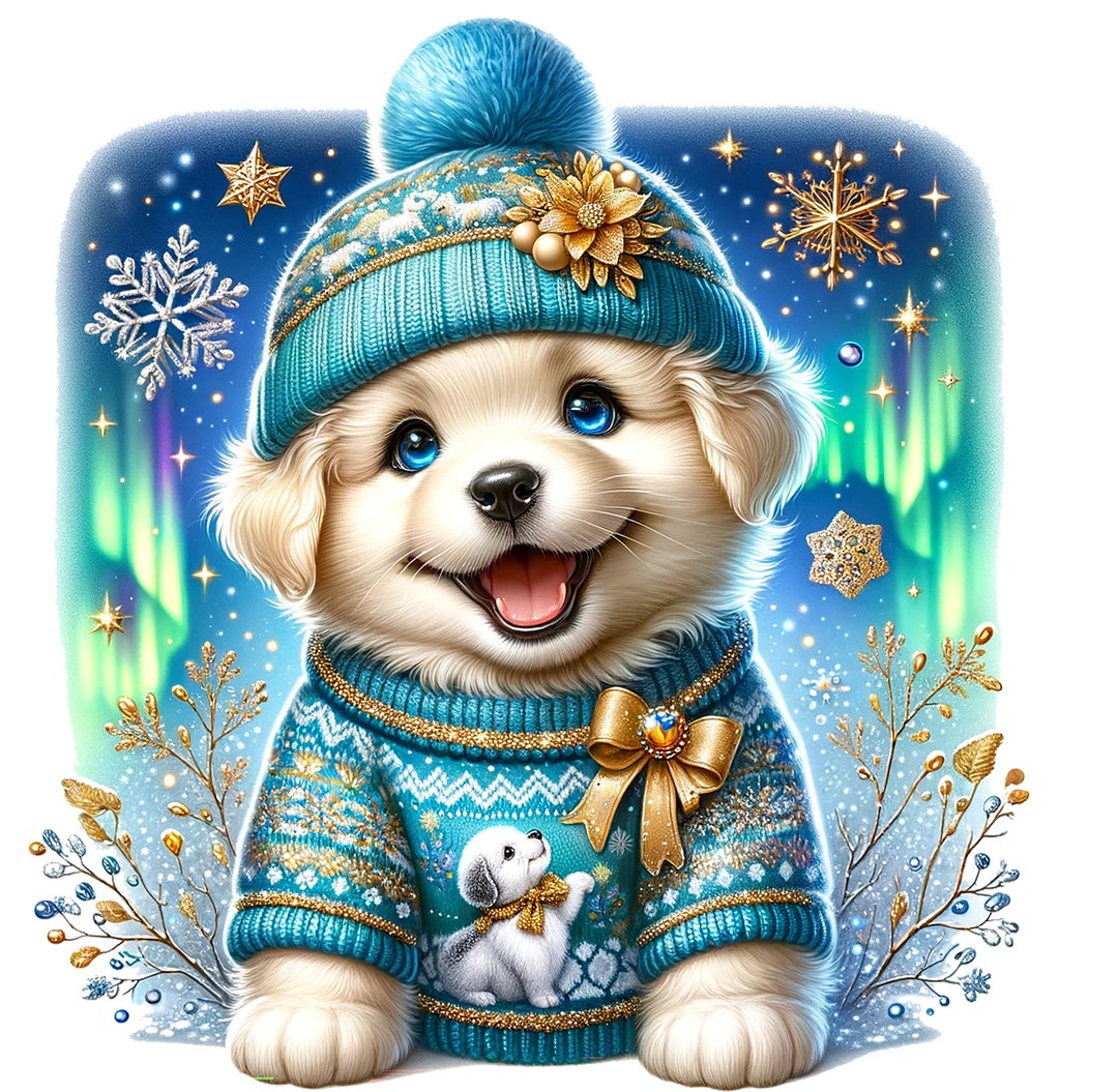 20 Jpgs, Winter Puppy Dog Clipart, Commercial Use, Watercolor Clipart ...