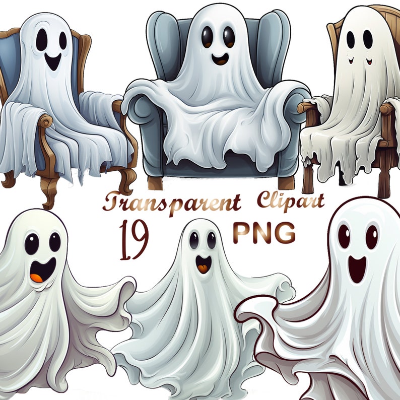 19 PNG, Halloween Clipart. Ghost Clipart PNG, Ghost PNG, Commercial Use ...