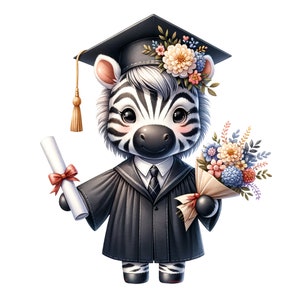 24 PNG, Watercolor Cute Graduation Animals Clipart, Safari Animals ...