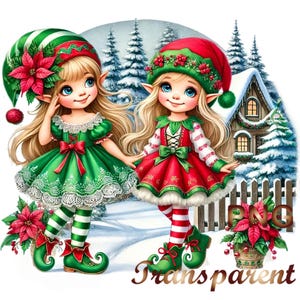 45 PNG, Christmas Elves Clipart Bundle, Cute Christmas Elves, Festive ...